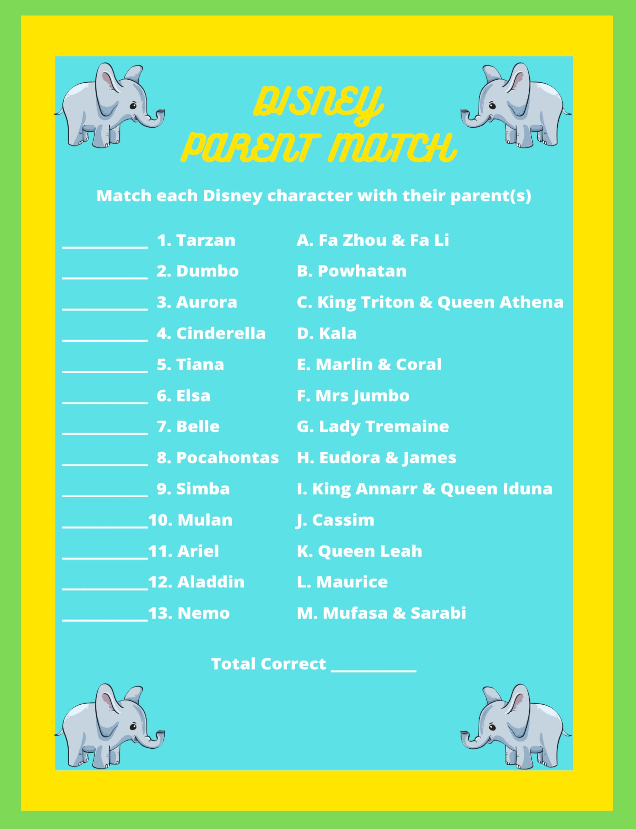 Baby Shower Unisex Games Pack, Instant Download, Elephant Baby Shower ...