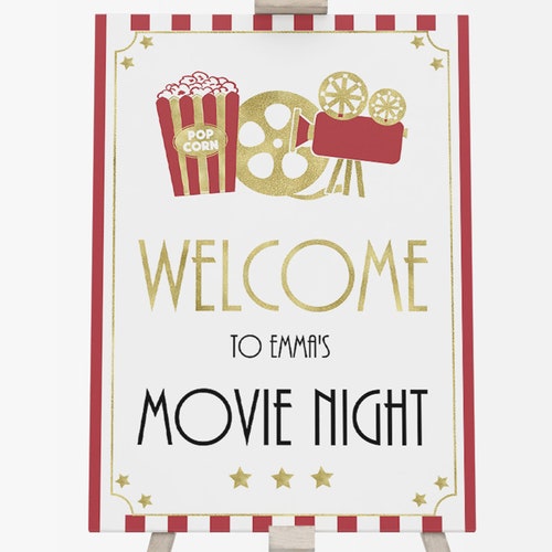 MOVIE NIGHT SIGN Welcome Signsign Editable Sign Editable - Etsy