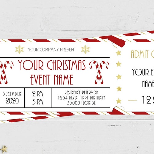 EDITABLE Christmas Concert Ticket Concert Ticket Template - Etsy