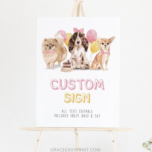 Editable Sign Puppy Birthday Dog Birthday Party Sign Girl Pawty Decor ...
