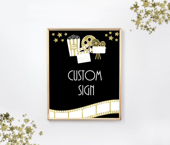 CUSTOM SIGN MOVIE Night Sign Editable Template Hollywood | Etsy