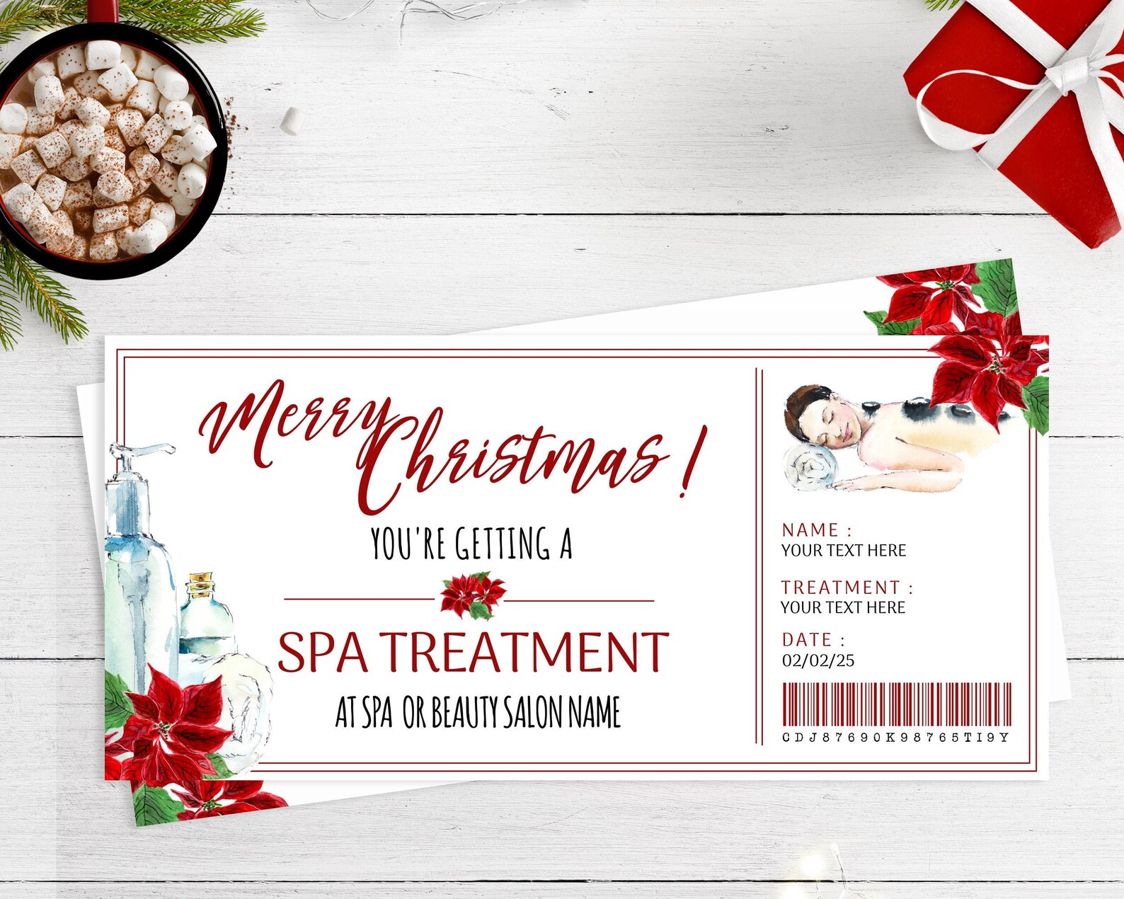 Christmas Spa Treatment Gift Voucher Spa Day Spa Treatment Etsy