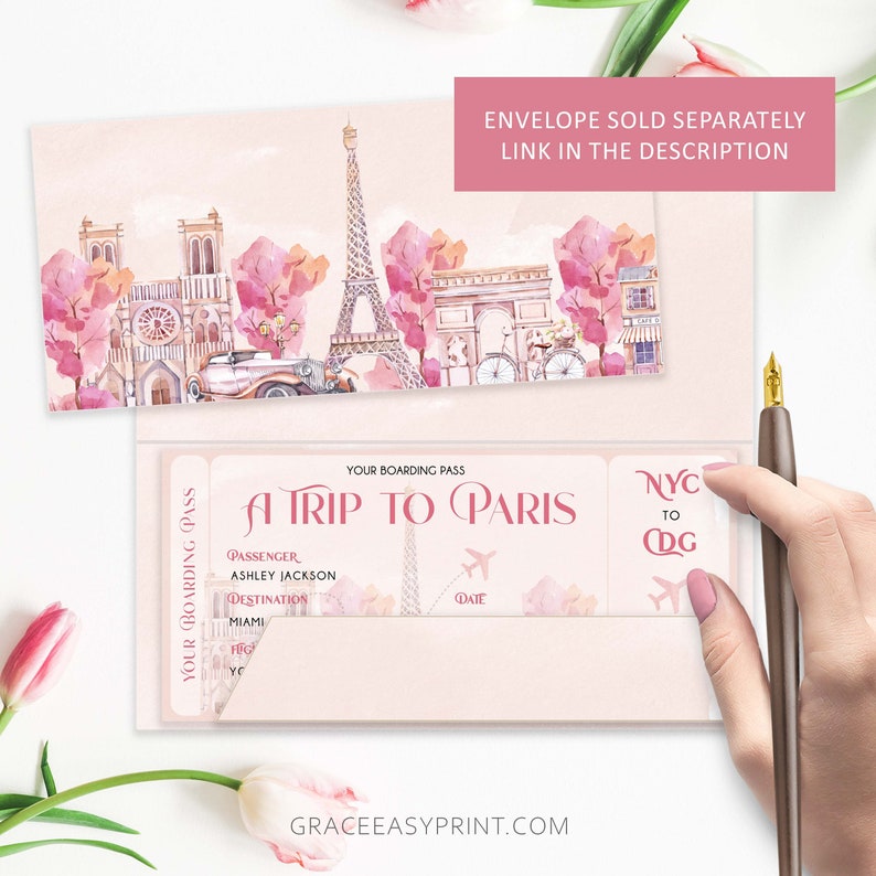 Carta d'imbarco di Parigi biglietto regalo di viaggio a - Etsy Italia