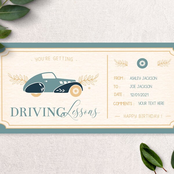 Printable Driving Lesson Voucher - Etsy UK