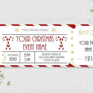 CHRISTMAS Event Ticket Printables Editable Event Ticket - Etsy Canada
