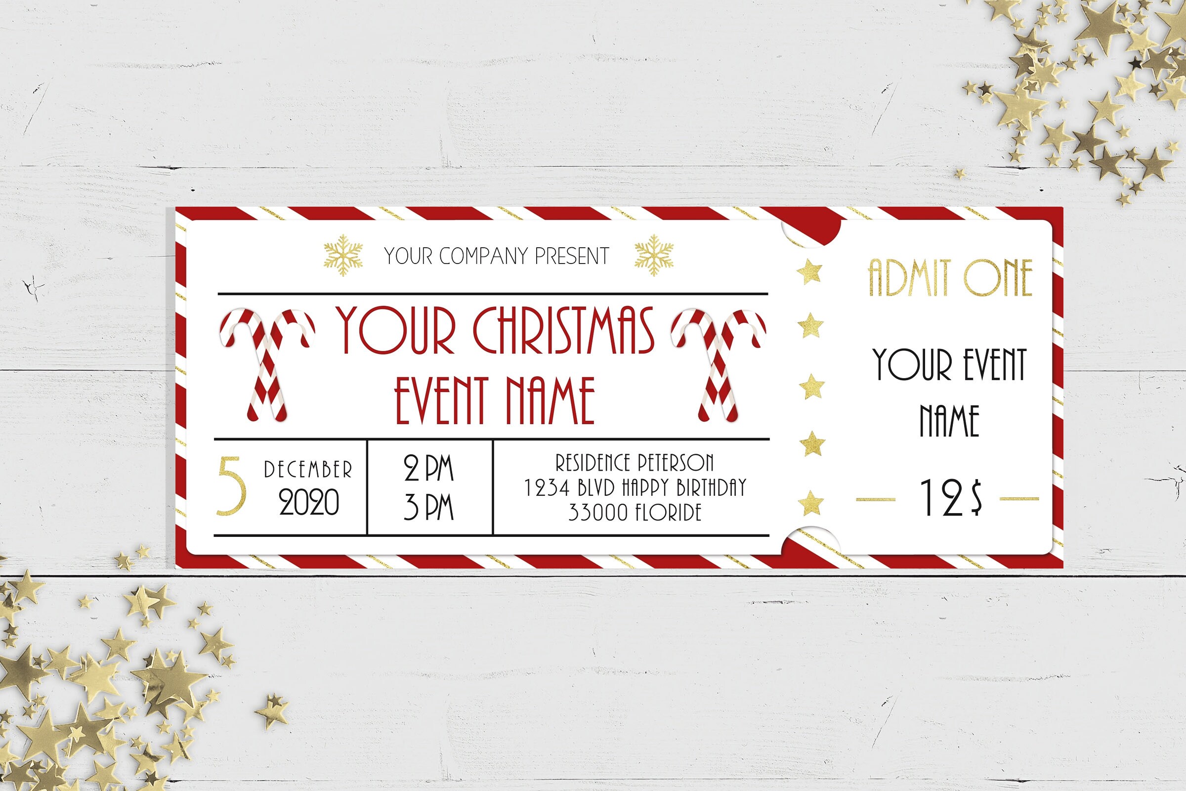 CHRISTMAS Event Ticket Printables Editable Event Ticket - Etsy Canada