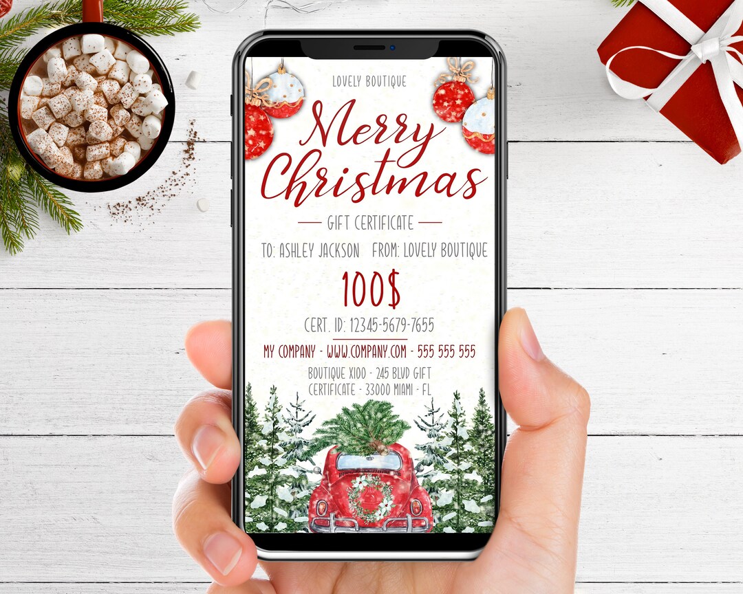 Christmas Digital Ecard, Virtual Gift Certificate Template, E-gift ...