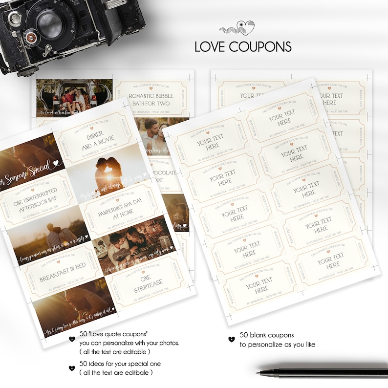 Printable Editable Love Coupons With Photos A Romantic and - Etsy