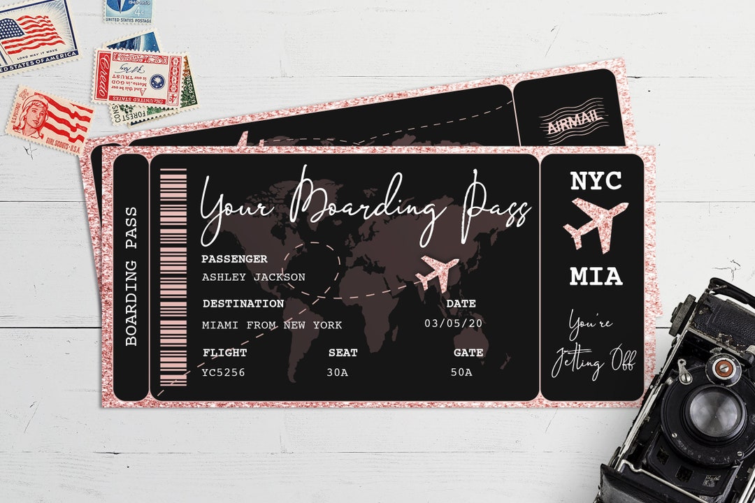 BOARDING PASS Glitter Boarding Pass Template Surprise - Etsy