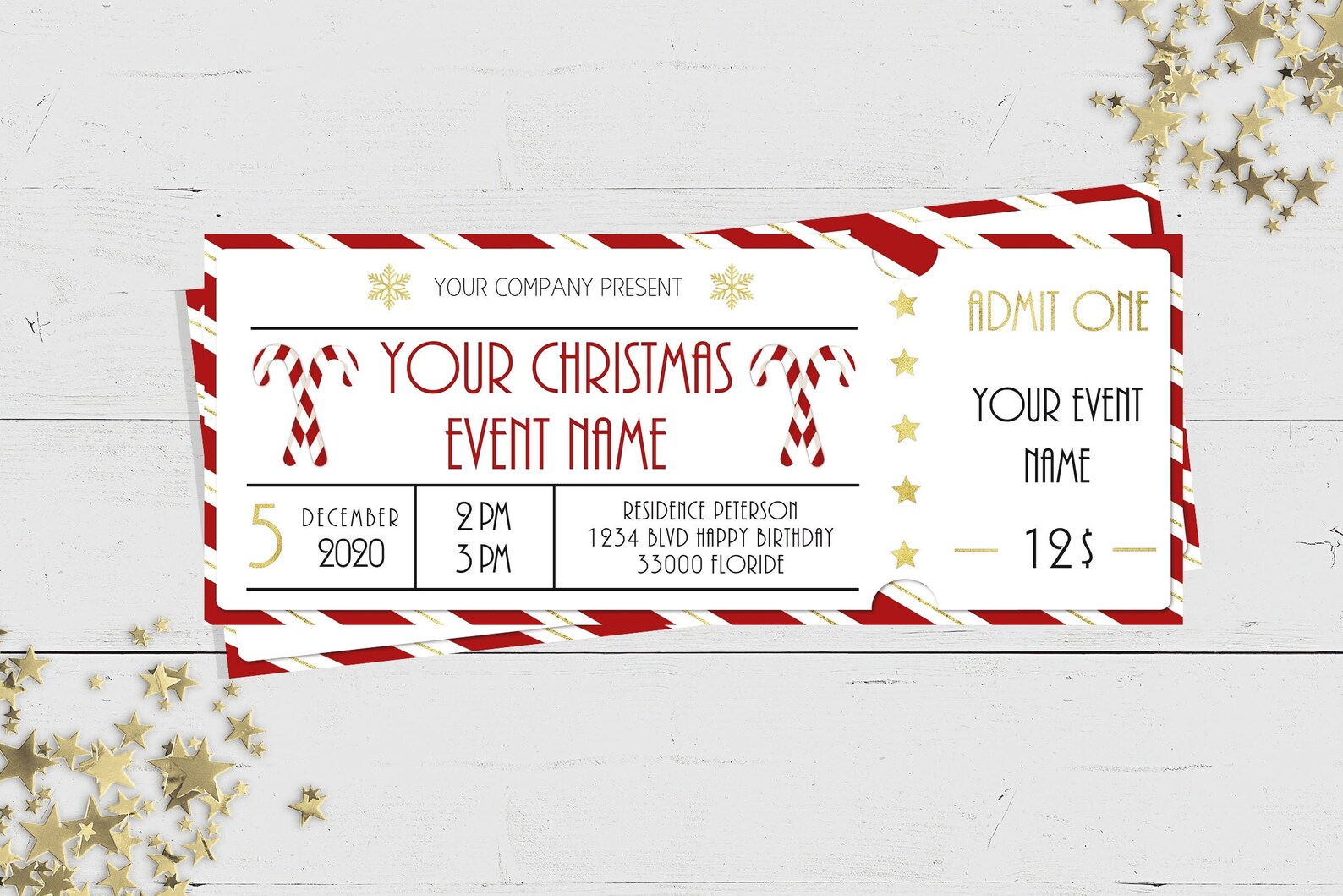 CHRISTMAS Event Ticket Printables Editable Event Ticket - Etsy Canada