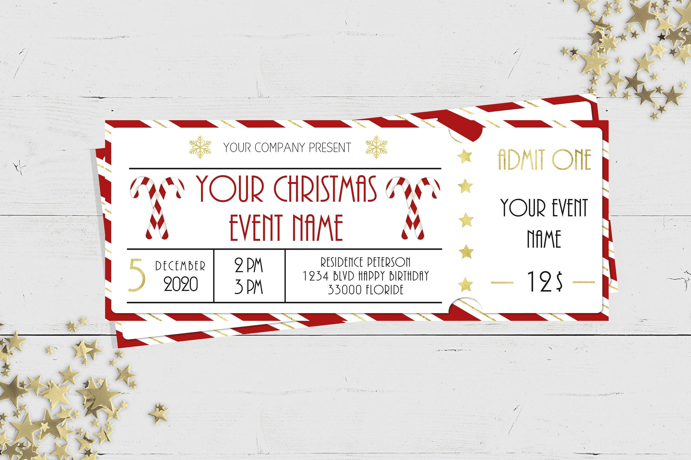 CHRISTMAS Event Ticket Printables Editable Event Ticket - Etsy Canada