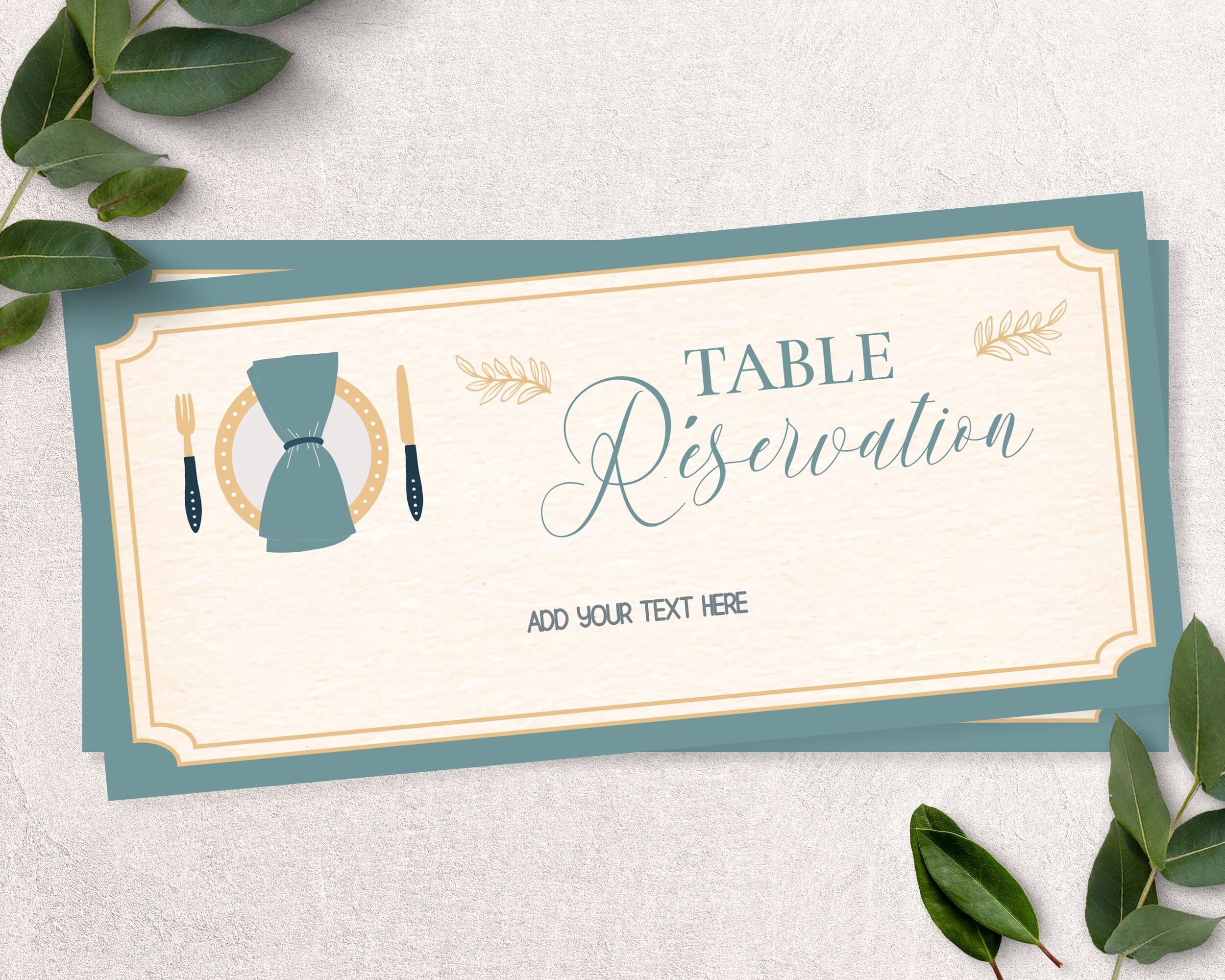 Table Reservation Voucher Restaurant Card Restaurant - Etsy