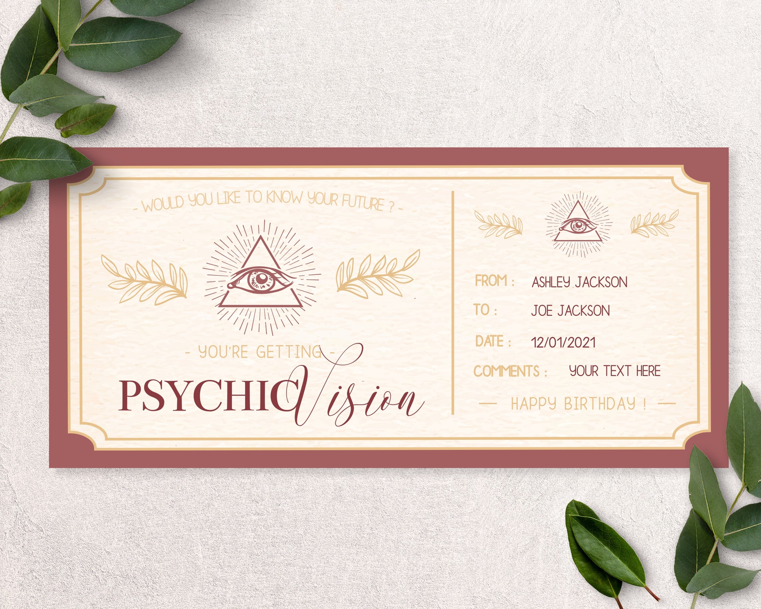CUSTOM PSYCHIC VISION Gift Ticket Psychic Reading Gift - Etsy