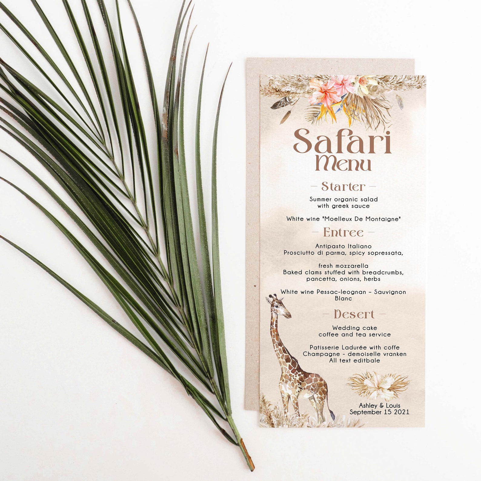 African Safari Menu Editable Safari Menu Safari Bachelorette | Etsy