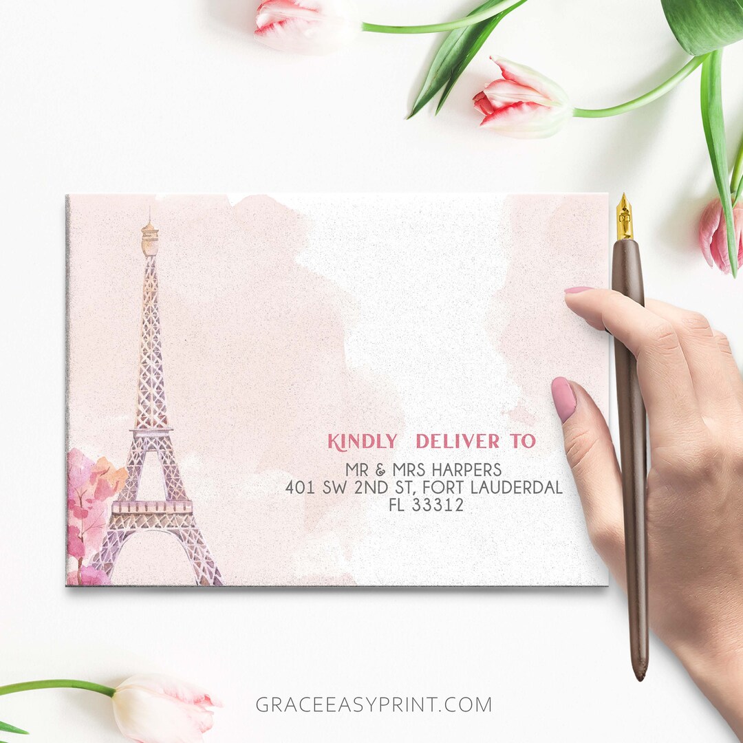 Paris Envelope Template Printable Envelope Address Template - Etsy