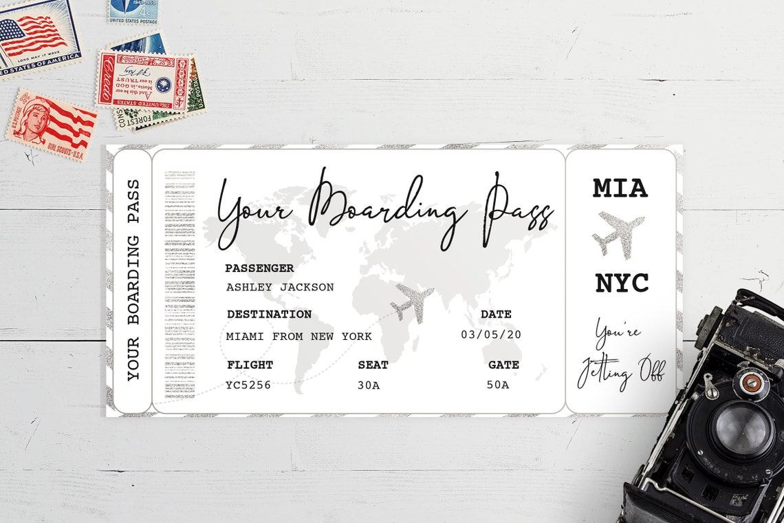 BOARDING Passplane Ticketsurprise Flight Fake Plane Ticket | Etsy Canada