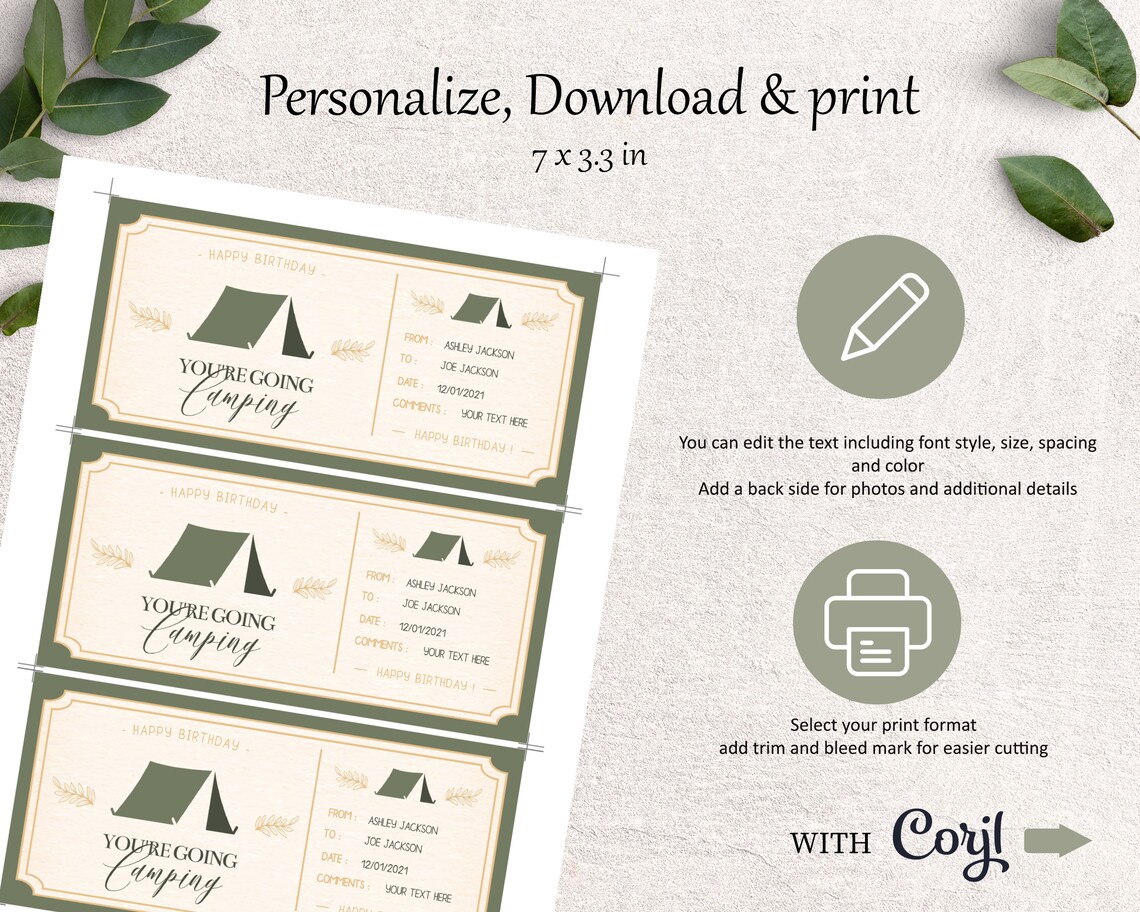 Camping Gift Ticket Voucher Surprise Activity Travel Gift | Etsy