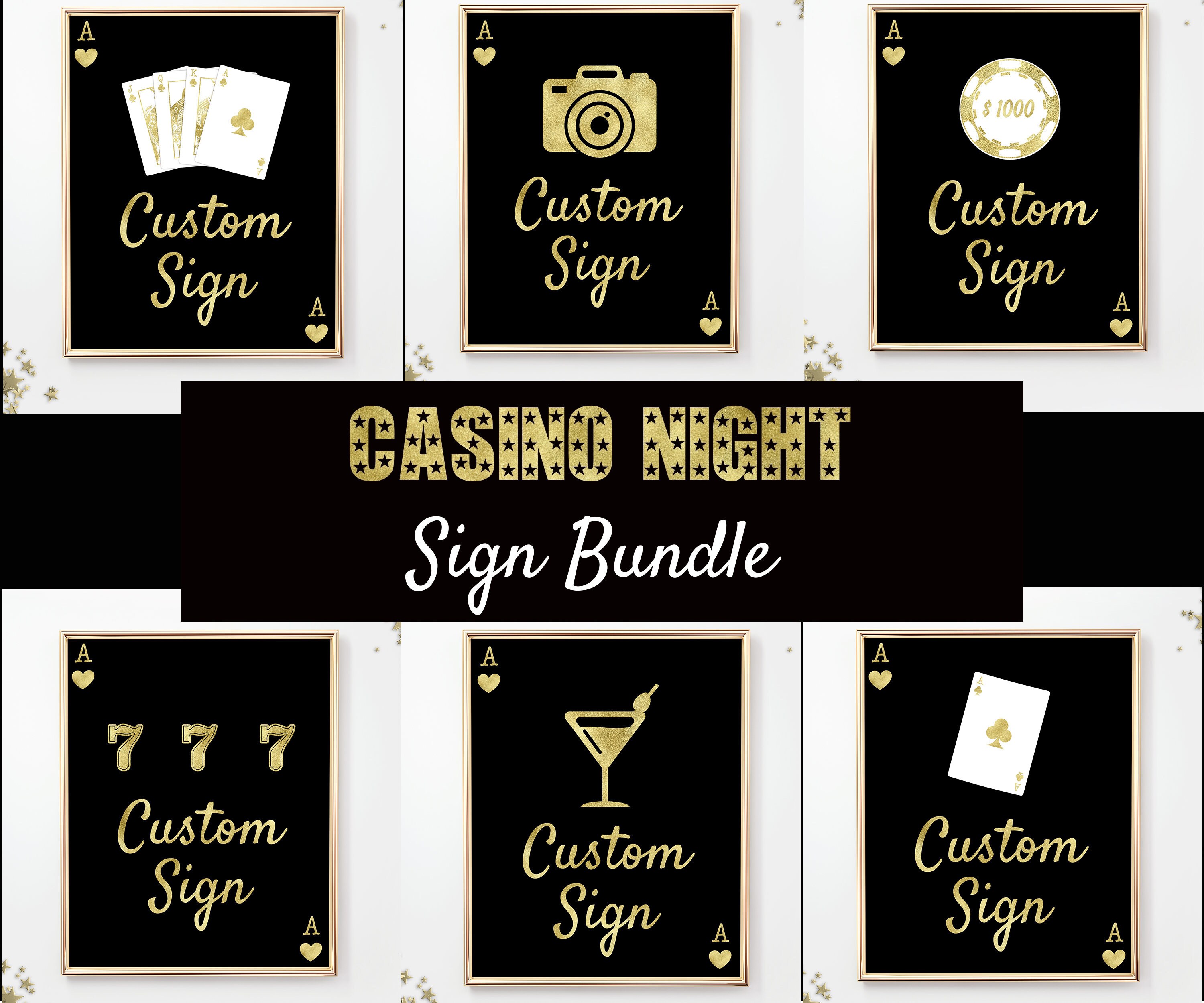 CUSTOM SIGN CASINO night Template Casino party Poker Party | Etsy