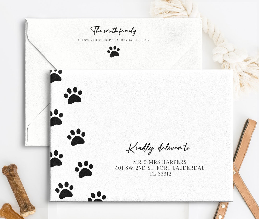 Dog Envelope Template, Printable Envelope Address Template, Let's Pawty ...