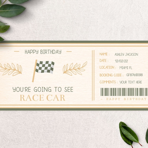 Birthday Surprise Nascar Race Ticket Gift Voucher Nascar Race - Etsy