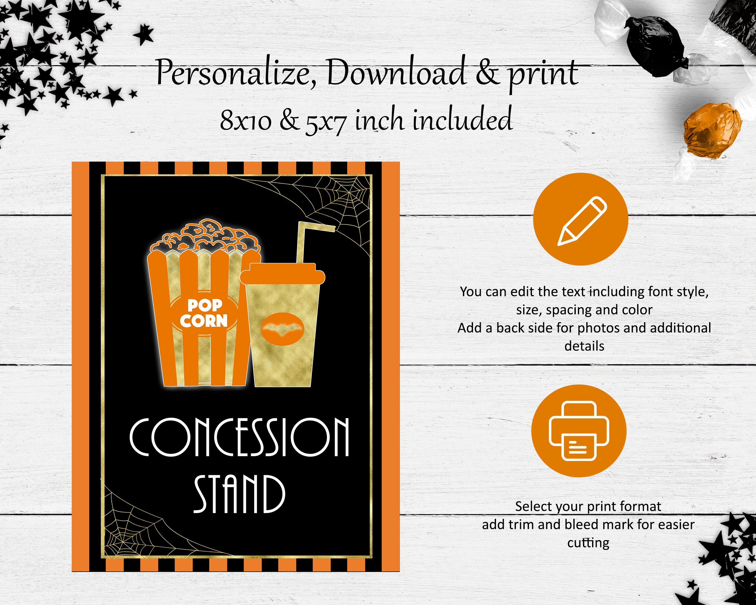 HALLOWEEN MOVIE NIGHT Concession Stand Halloween Movie Night | Etsy