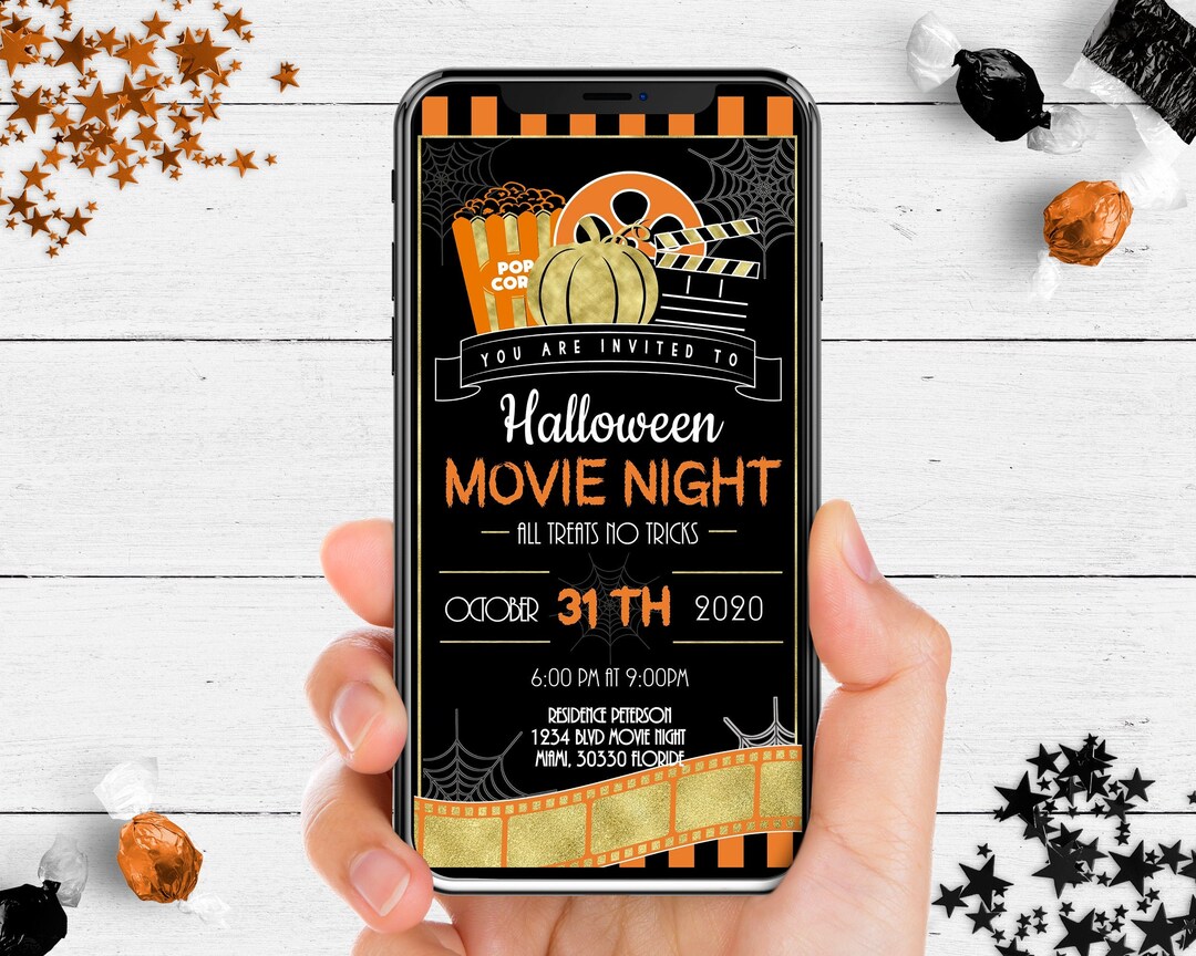 HALLOWEEN MOVIE NIGHT Invitation Virtual Ticket,movie Night Party ...