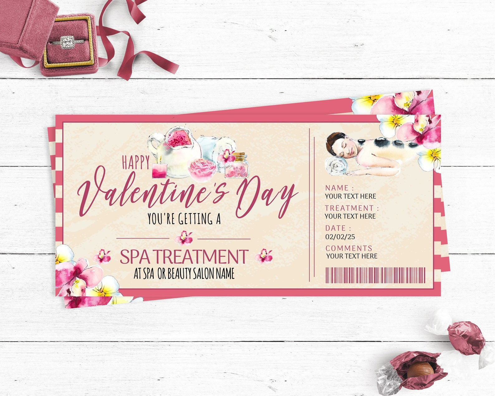 SPA Treatment Gift Valentine's Day Spa Ticket Spa Day - Etsy
