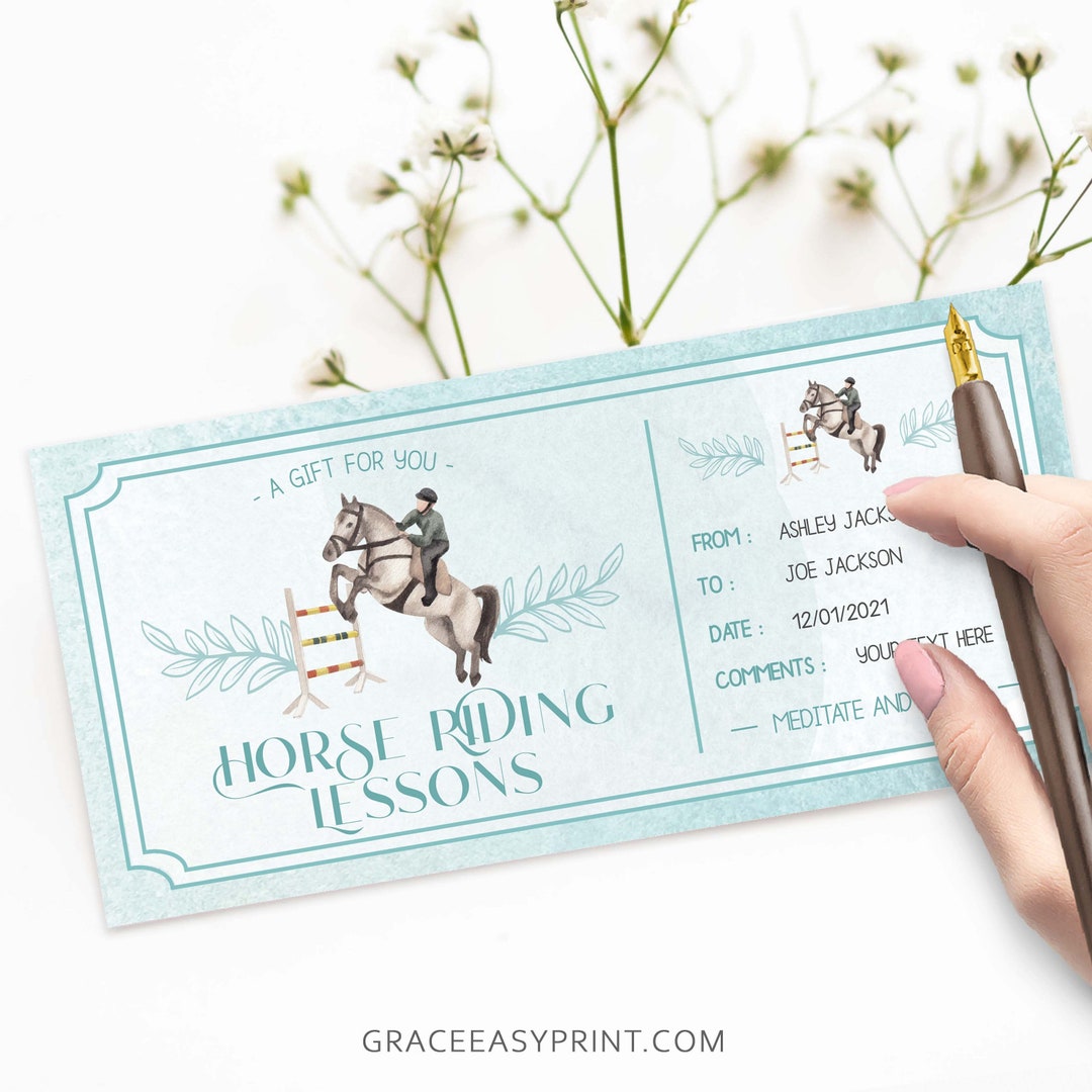 Horse Riding Lessons Birthday Gift ,horse Riding Master Class Gift ...
