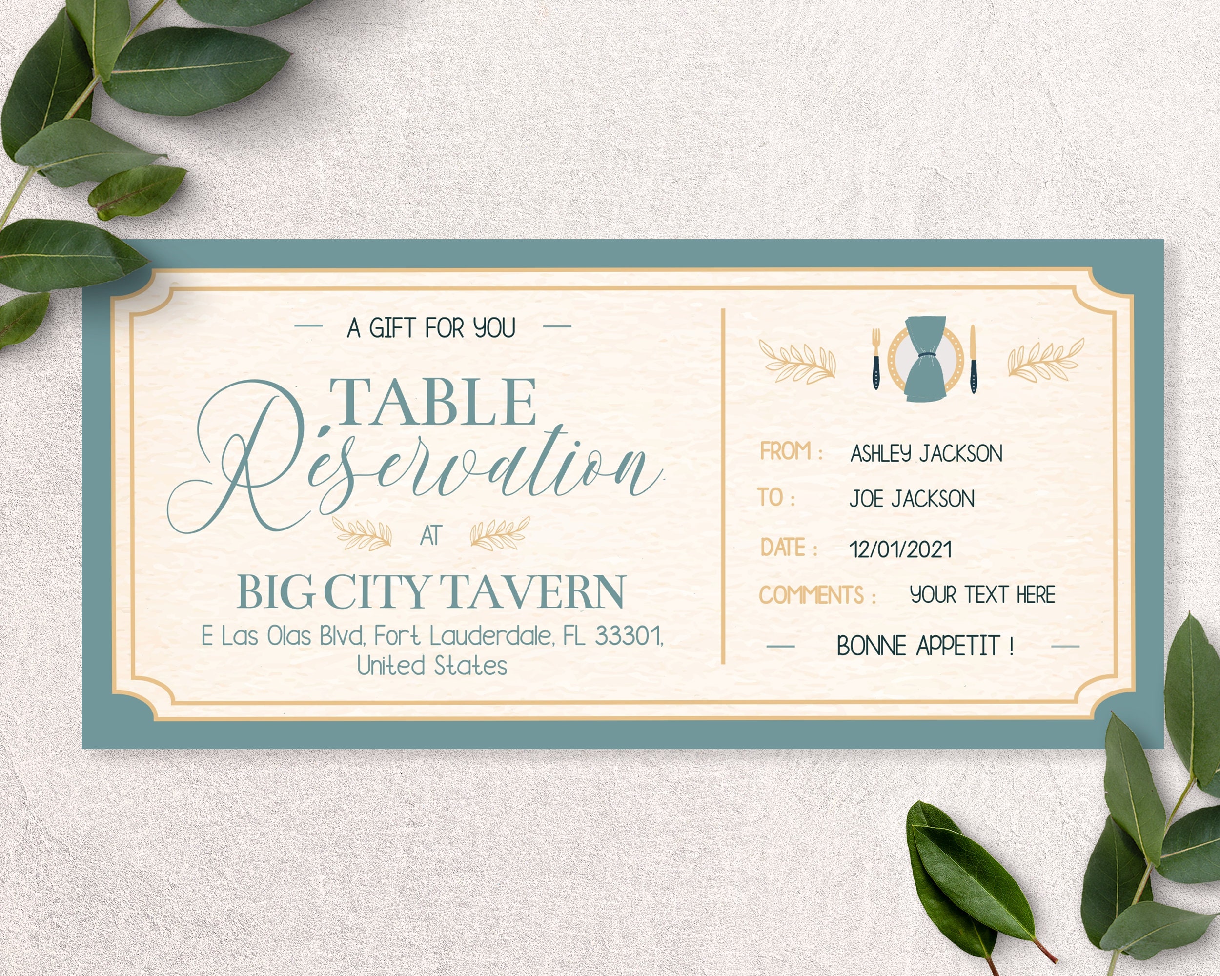 TICKET DE RESERVA DE MESA regalo de cumpleaños experiencia | Etsy