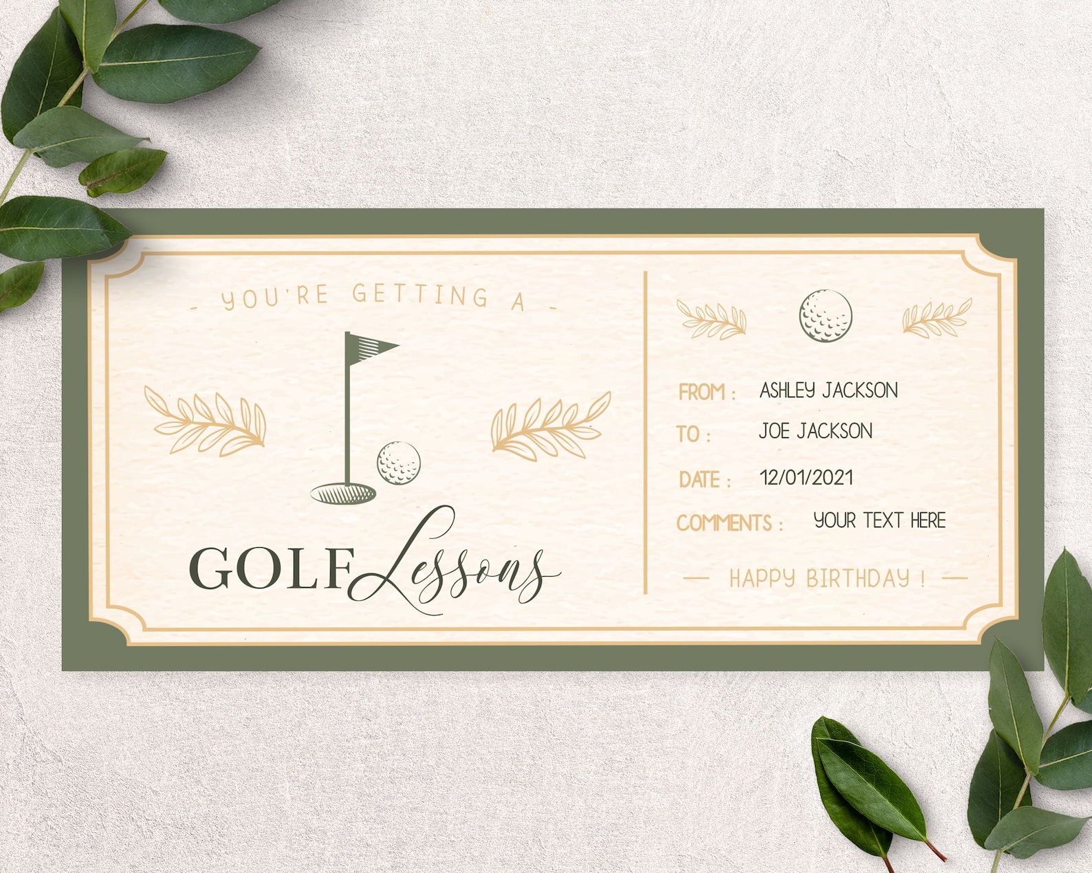 Printable Golf Lessons Ticket Sport Ticket Surprise - Etsy Canada