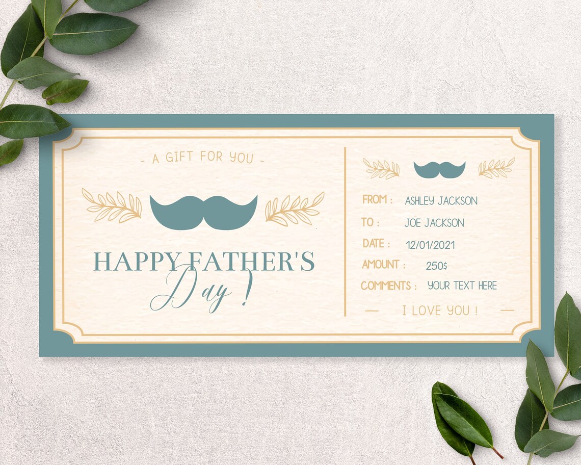 VINTAGE GIFT TICKET Father's Day Voucher Custom Gift - Etsy