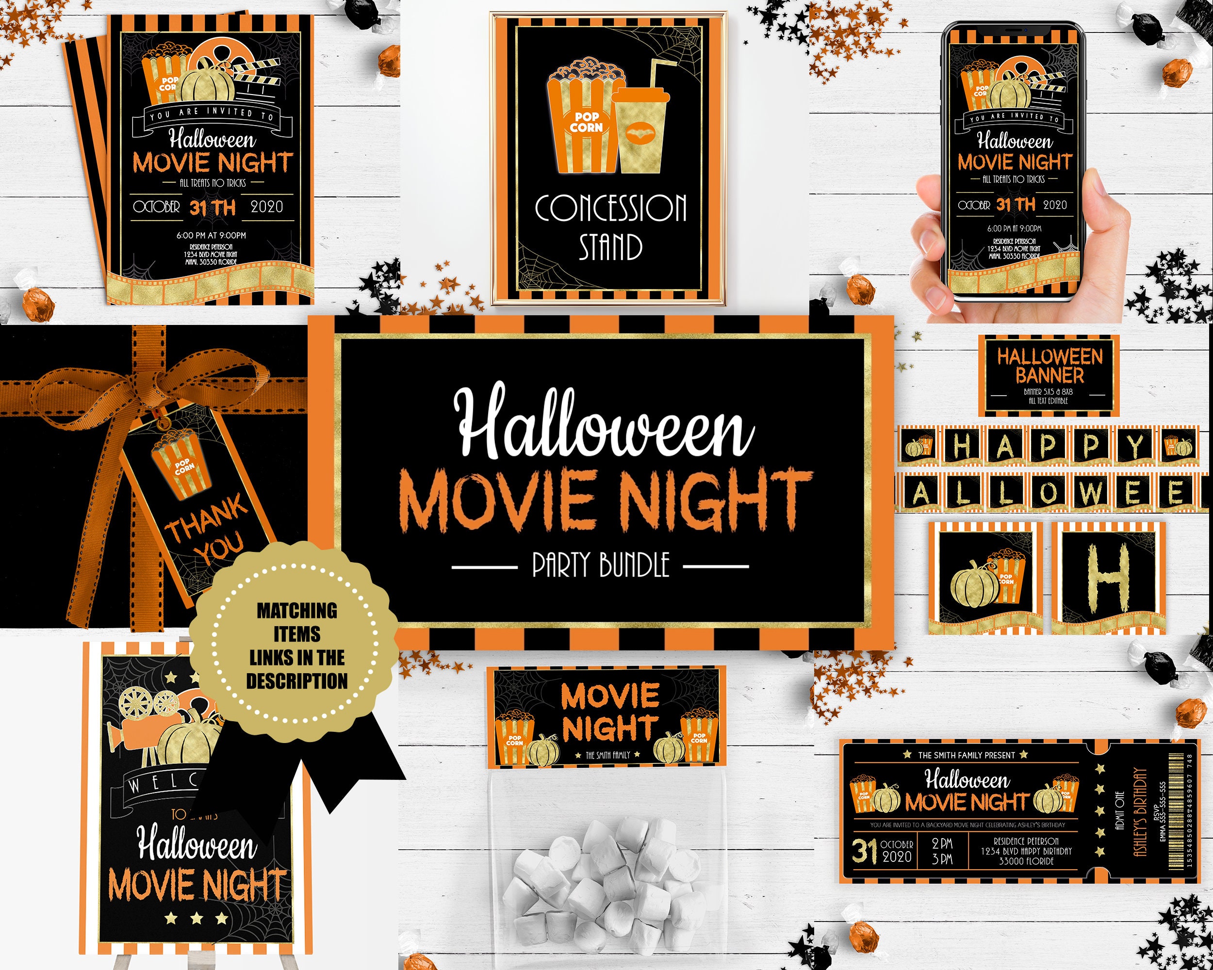 HALLOWEEN MOVIE NIGHT Invitation Virtual Ticketmovie Night | Etsy