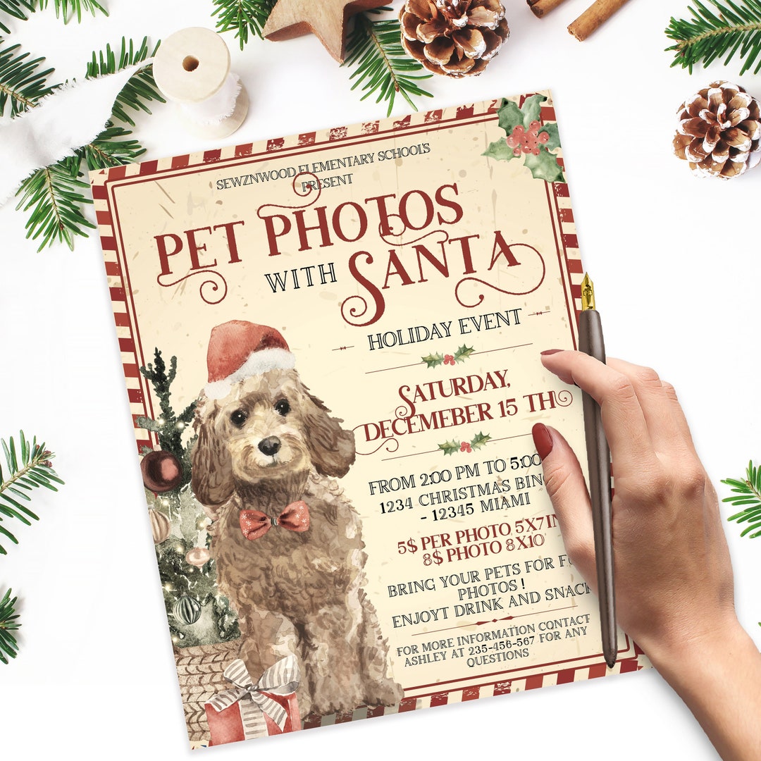 Pet Photos With Santa Flyer Template Holiday Pet Event Flyer - Etsy
