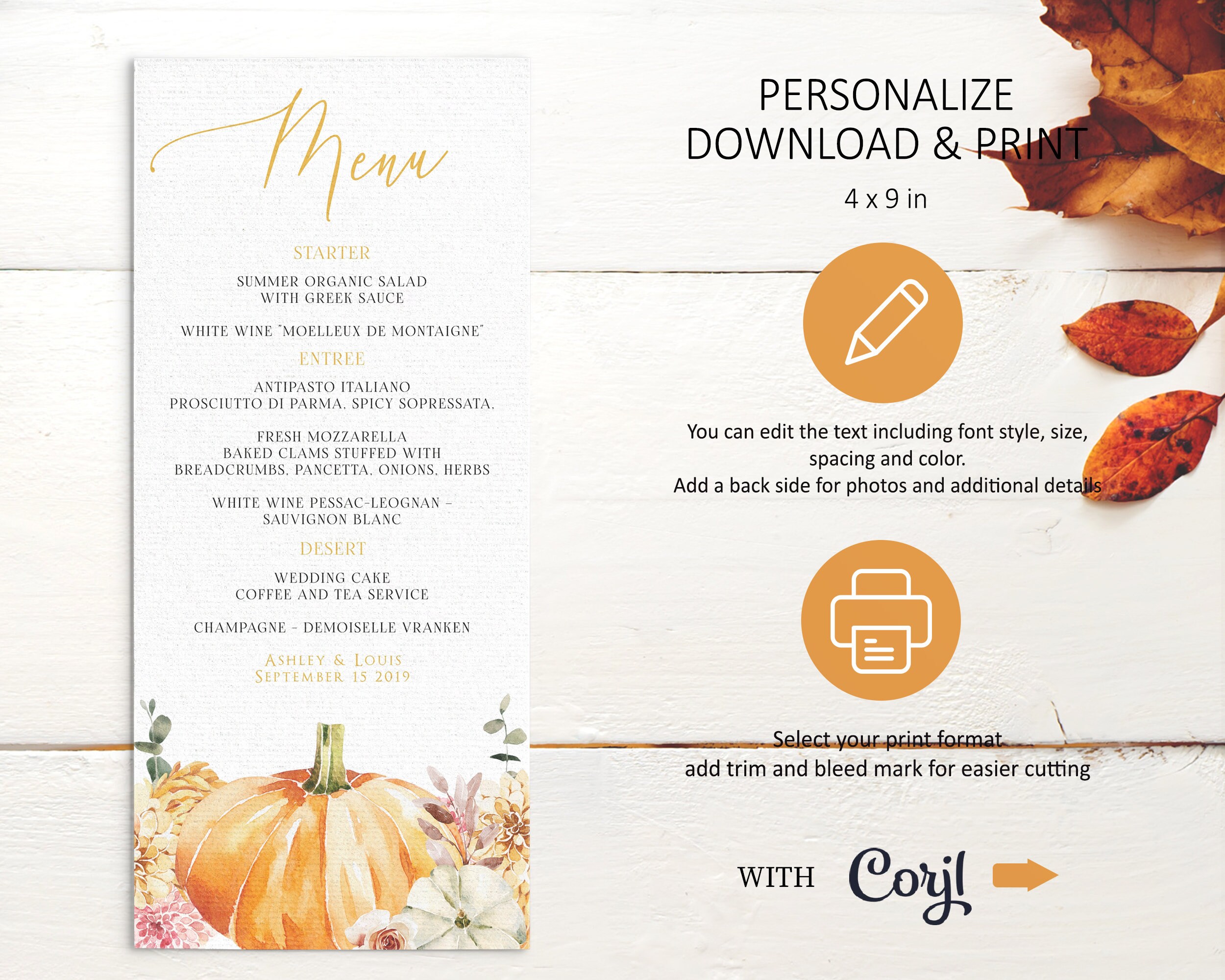 Fall Menu Printable Editable Fall Menu Fall Birthday Menu - Etsy