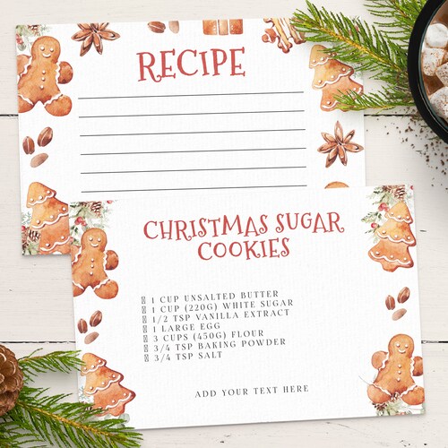 Editable Christmas Cookie Exchange Recipe Card Holiday Recipe - Etsy