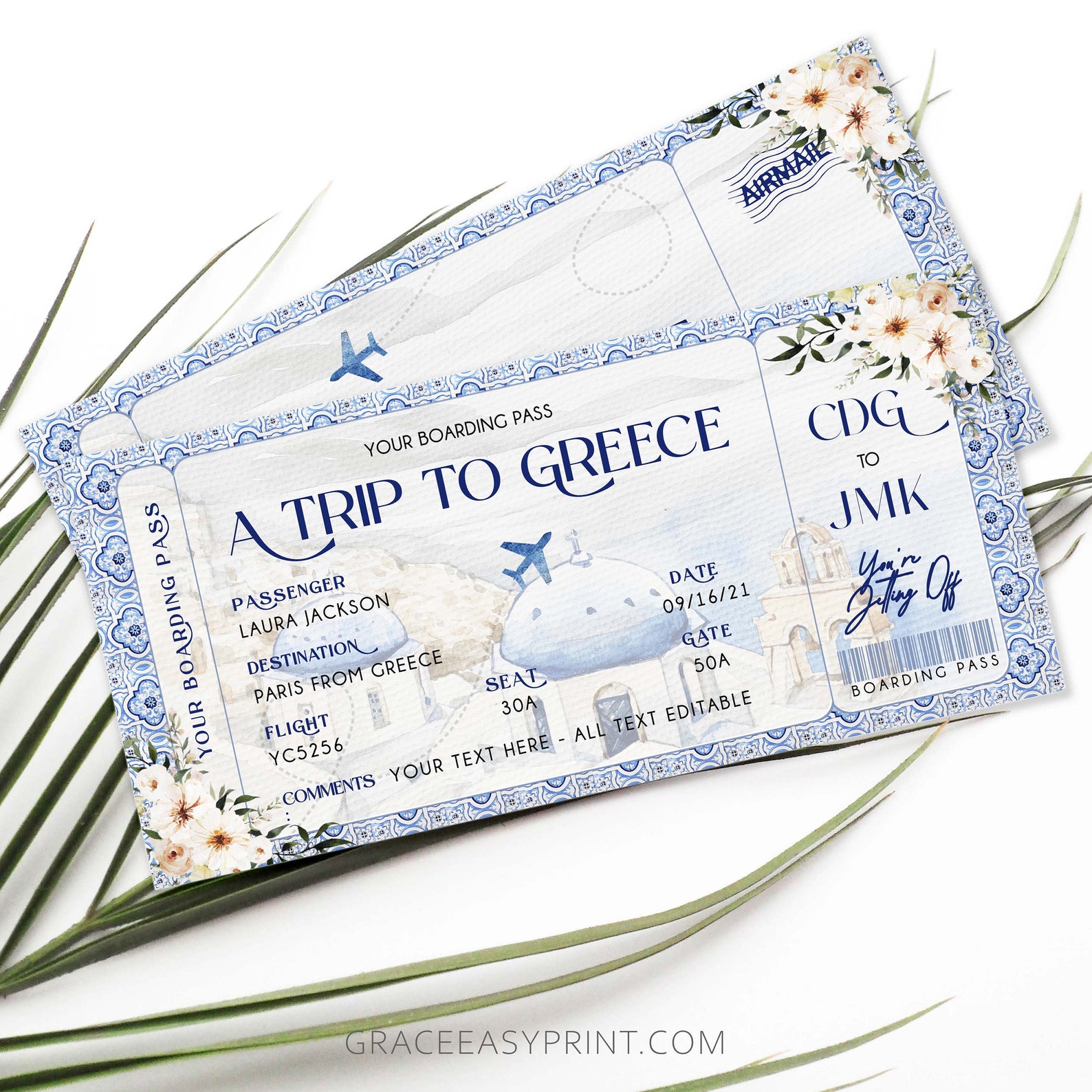 Greece Boarding Pass Greece Suprise Trip Gift Ticket - Etsy UK