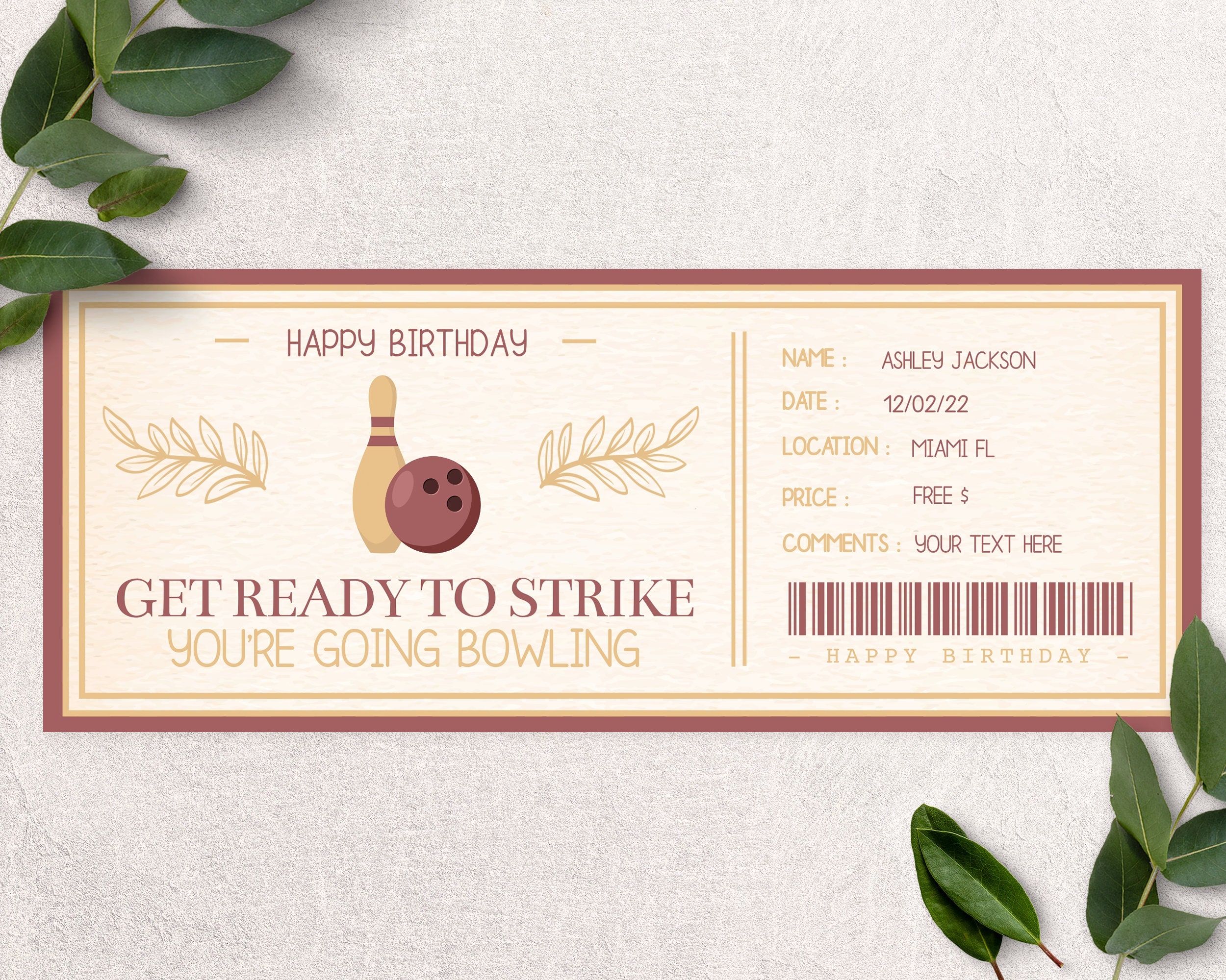 Printable Bowling Game Ticket Printable Bowling Gift Sport - Etsy Australia