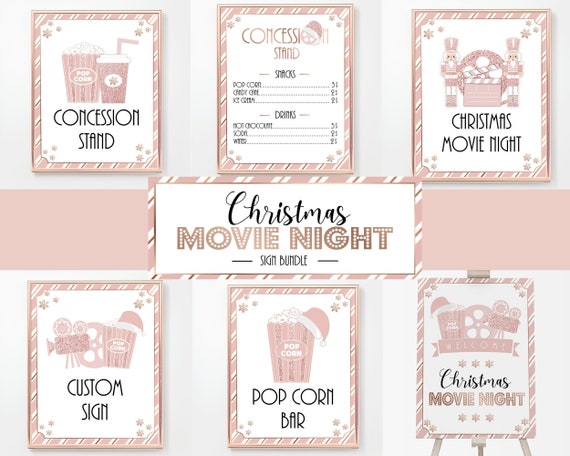 CHRISTMAS MOVIE NIGHT Party Sign Bundle Birthday Bundle Sign | Etsy