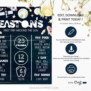 Outer Space Milestone Board Sign Printable Template First - Etsy