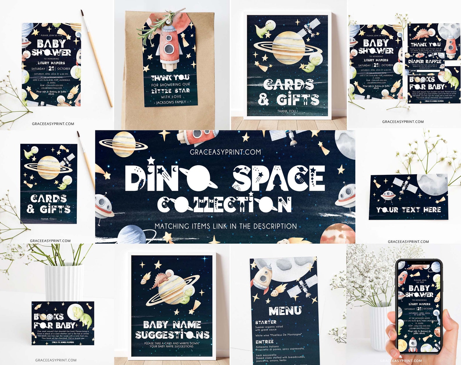Space Dinosaur Food Labels Space Place Card Galaxy Food - Etsy