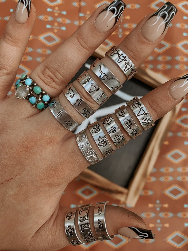 Western Stamped Rings - Etsy