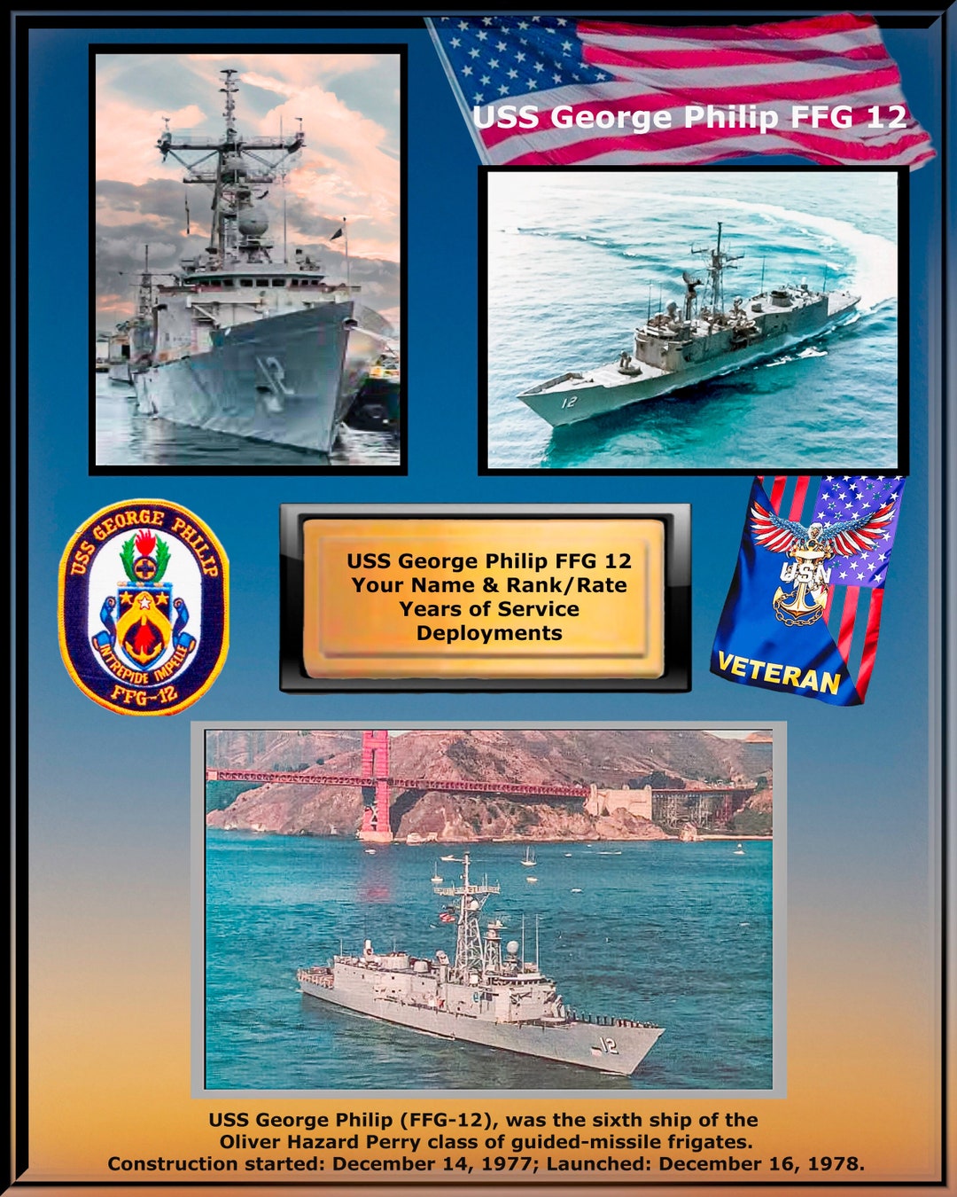USS George Philip FFG 12 Custom Personalized Photo Navy - Etsy