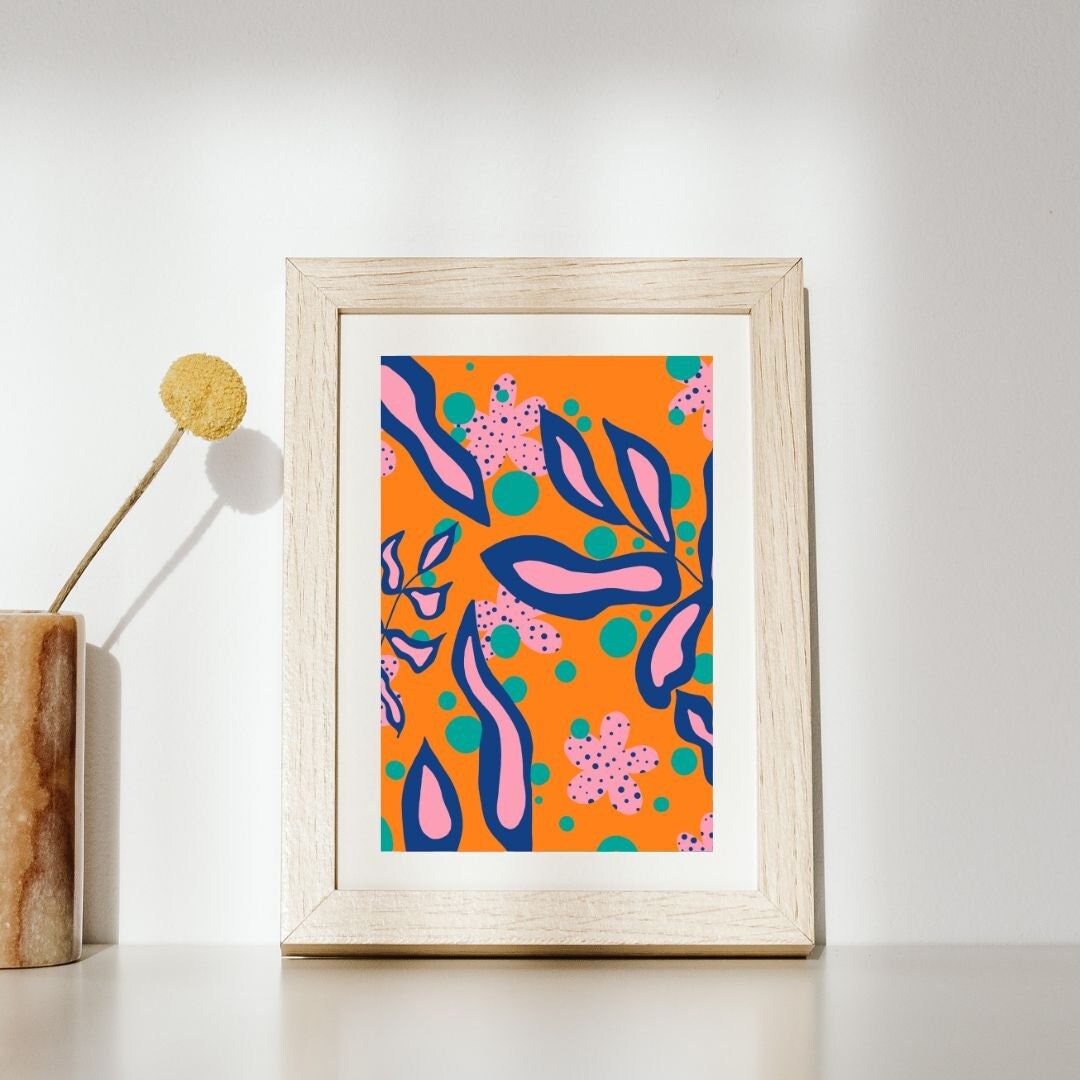 Fanta Inspired Floral Leaf Art, Printable Wall Art, Various Colorful ...