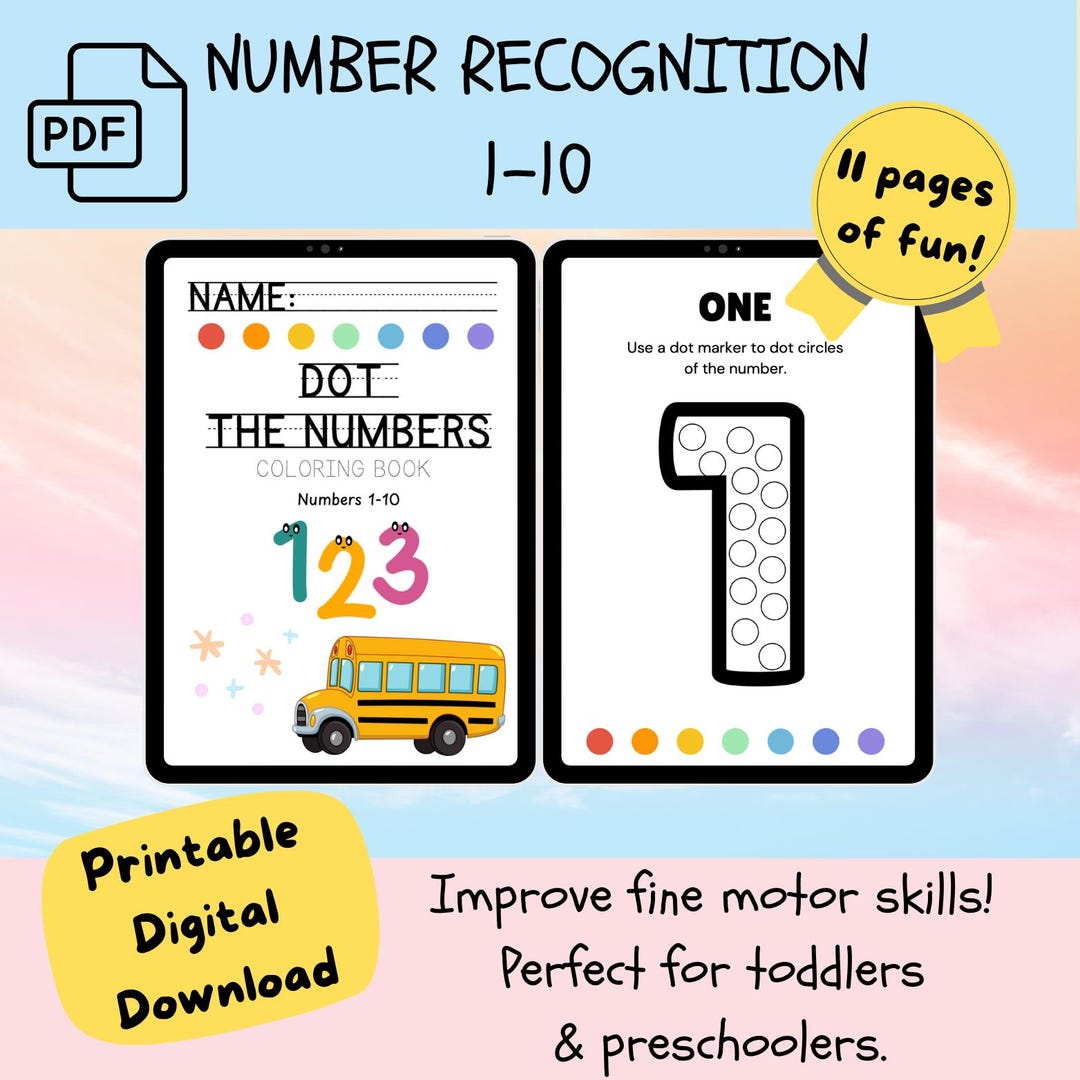 Number Recognition Worksheet Dot Marker Worksheet Fine Motor Skills ...