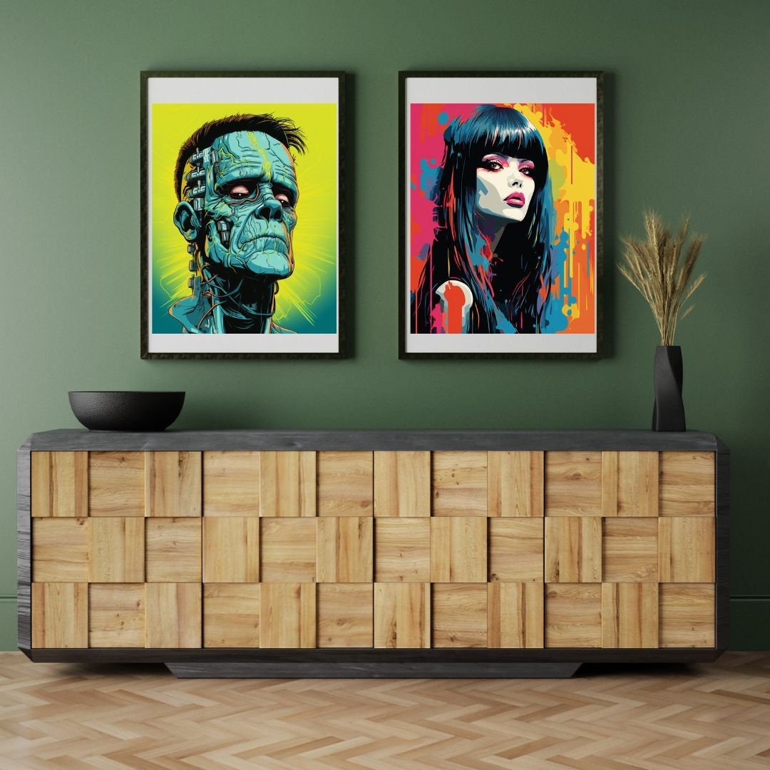 Halloween Wall Art Poster Halloween Pop Art Frankenstein Wall Art ...