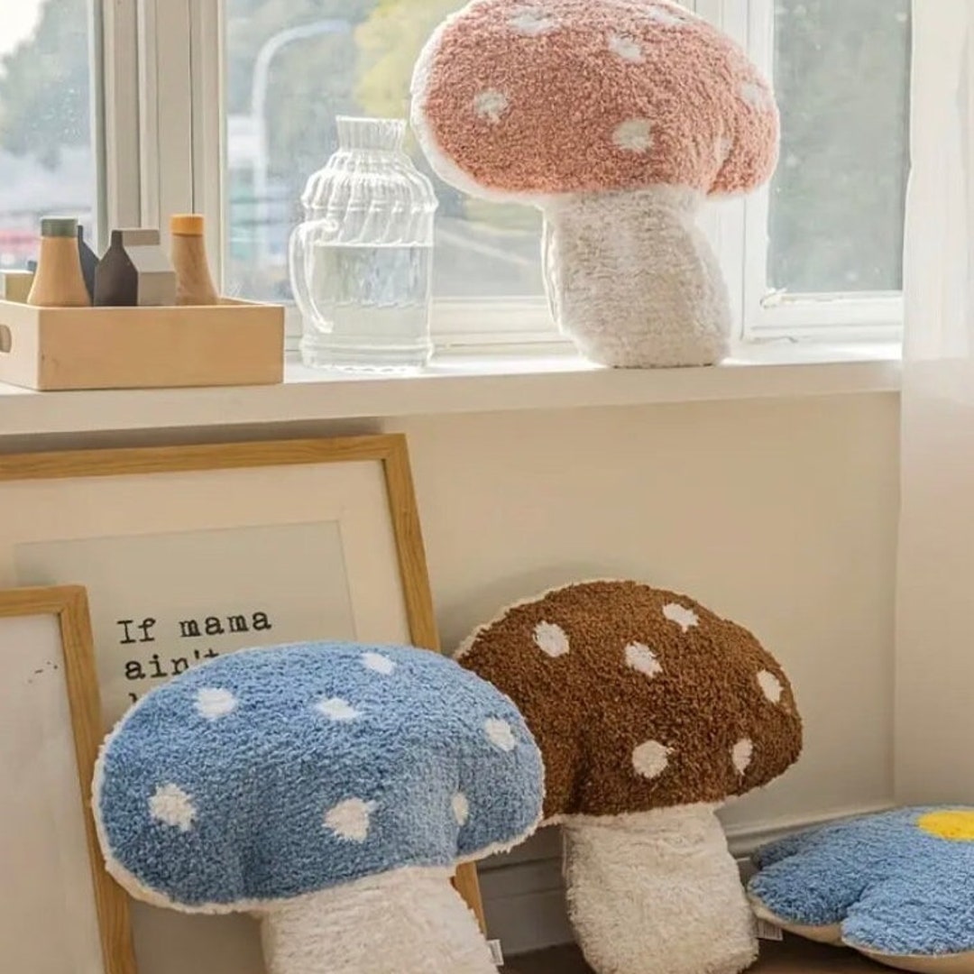Mushroom Plush Pillow Cute Kawaii Cottagecore Throw Decor Pillow - Etsy
