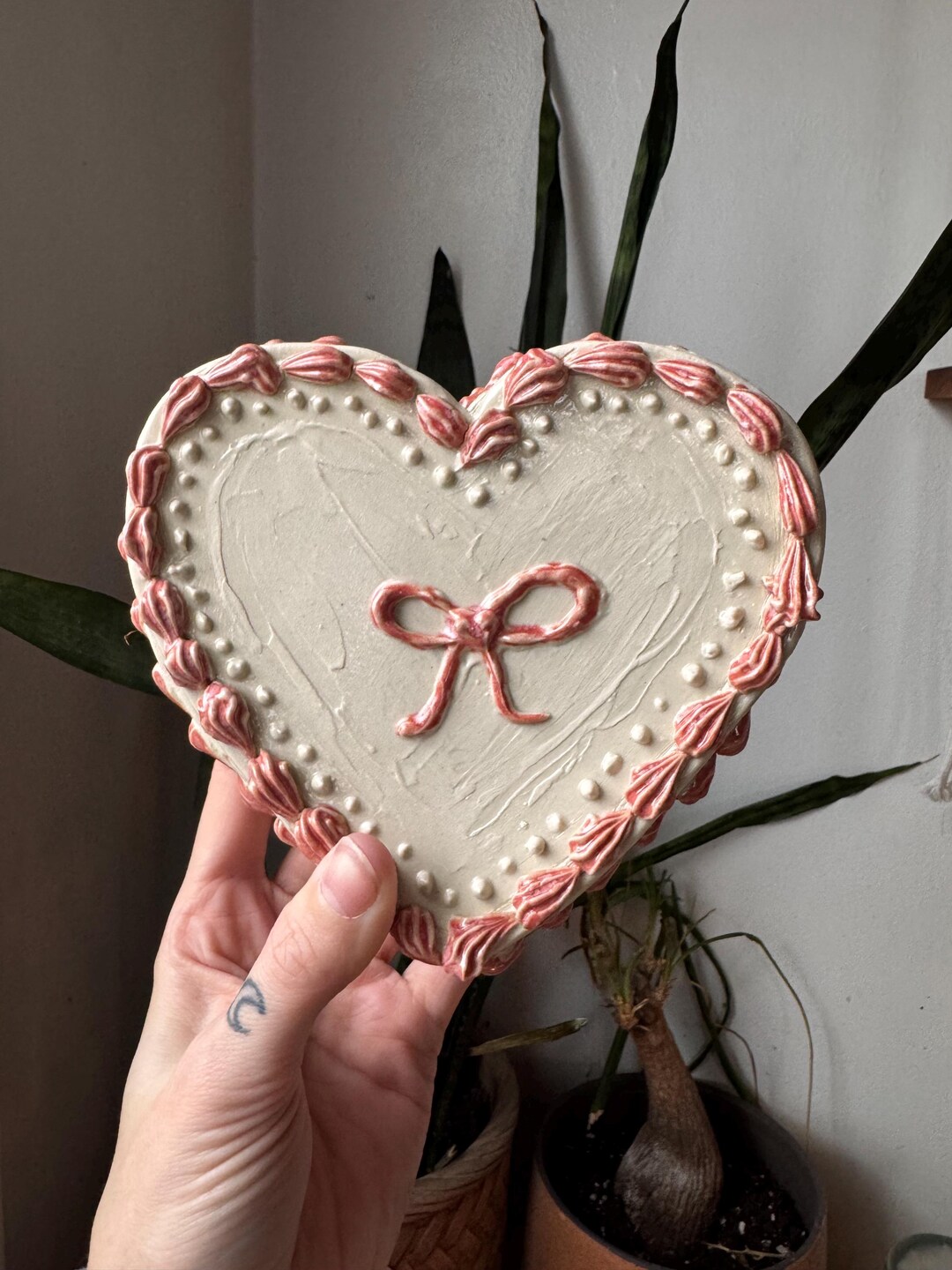 Coquette Pink Bow Box, Handmade Pottery Clay Ceramic Decor, Cute ...