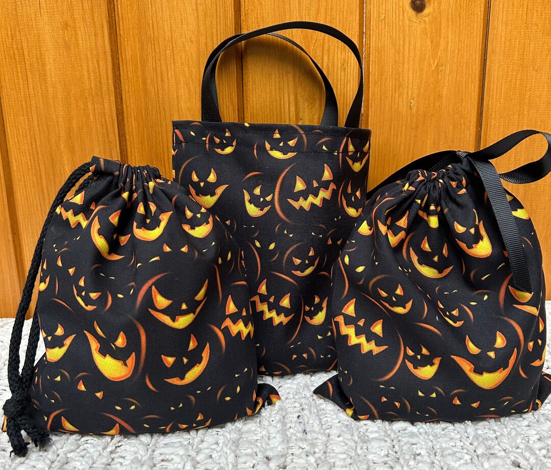 Handmade Scary Pumpkin Cotton Bags. Fabulous trick or Treat Bags or ...