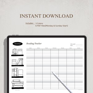 Bookshelf Reading Tracker PDF | Monthly Book Log | Digital Bookshelf ...