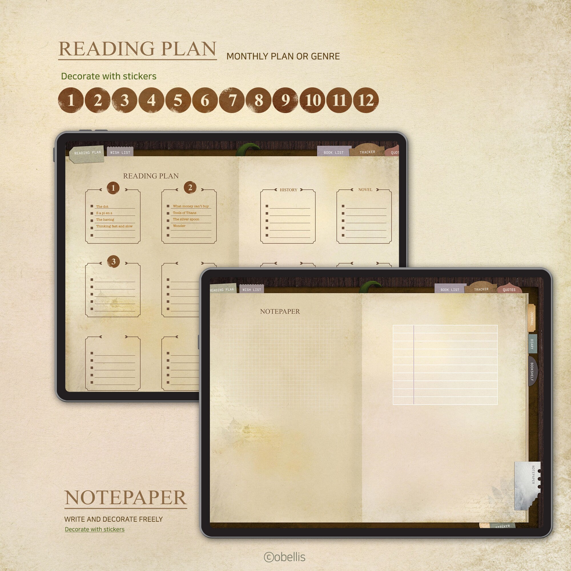 Digital Reading Journal 100 Book Log Book Tracker iPad Goodnotes ...